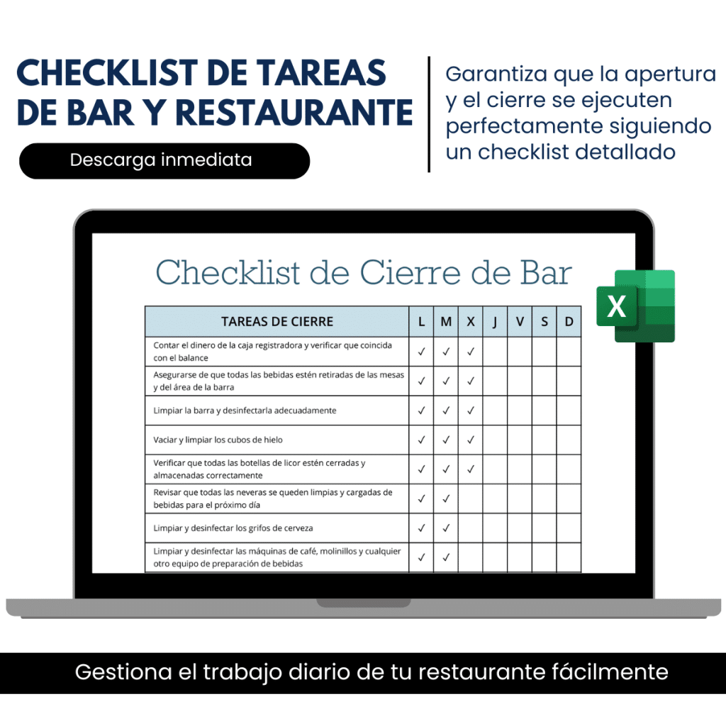 Checklist de tareas de bar y restaurante | IngenieriadeMenu.com