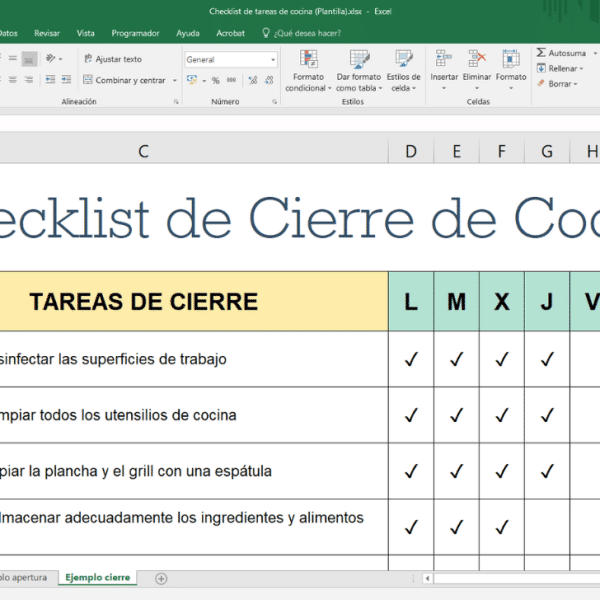 Checklist de tareas de cocina (apertura y cierre) | IngenieriadeMenu.com